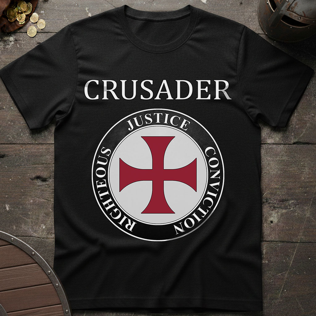 Crusader Symbol - Medieval Knight Shield Virtues T-shirt – Agema Apparel